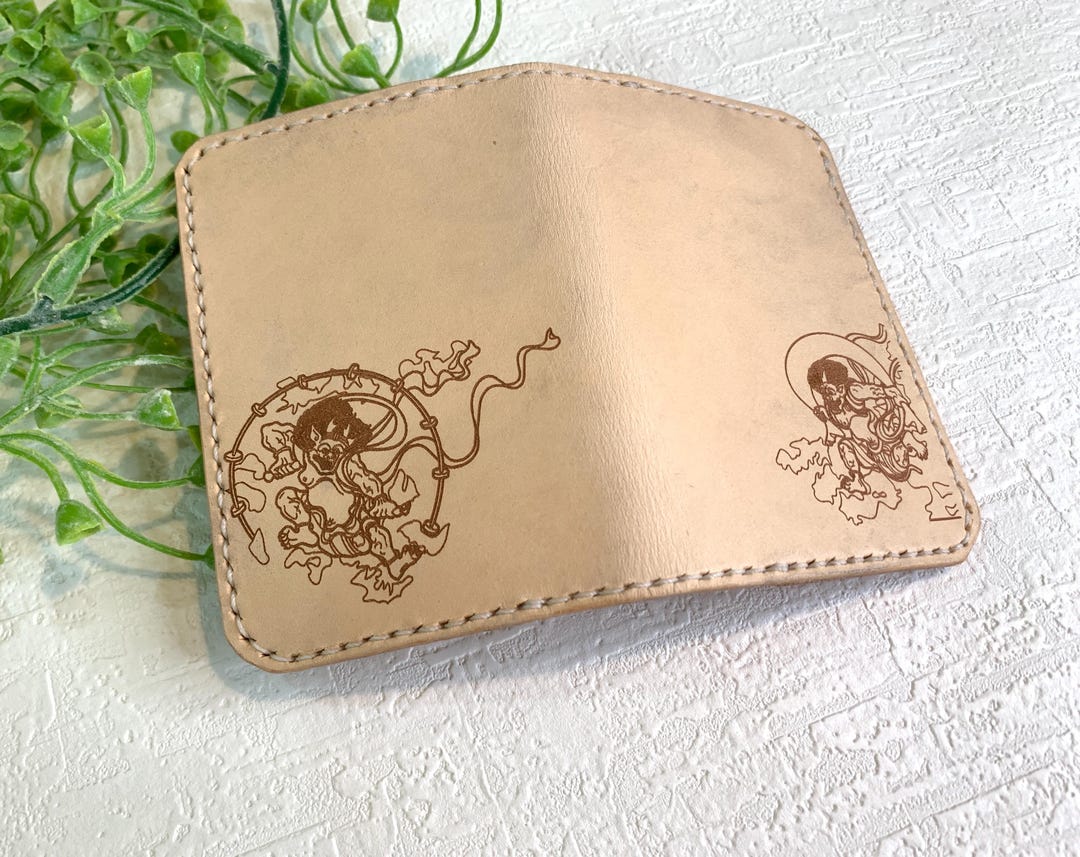 Fujin Raijin, Japanese Himeji Leather Business Card Holder, Card Case ...
