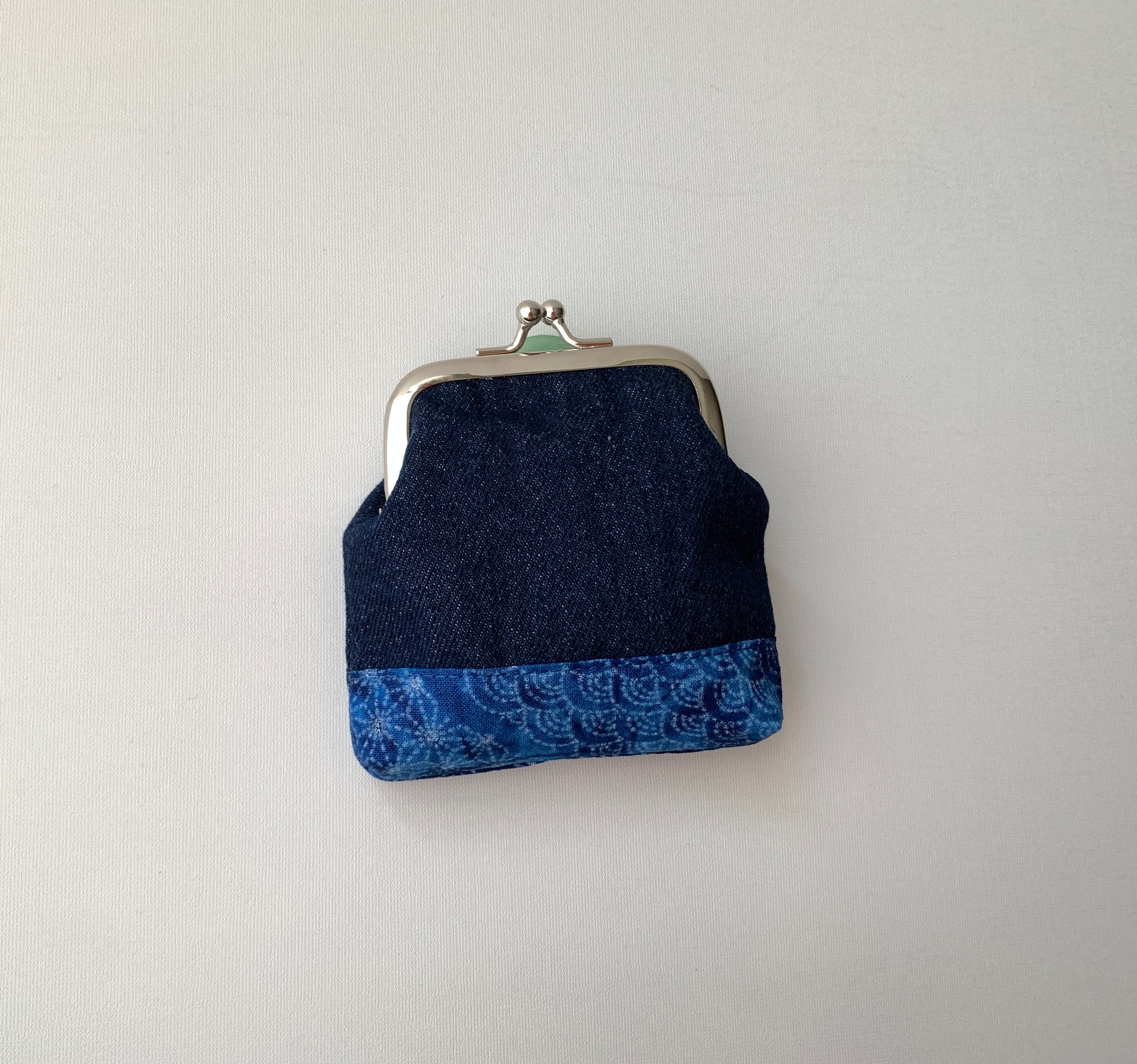 Japanese Gamaguchi, Metal Frame Coin Purse With Kamon, Japanese Kimono ...