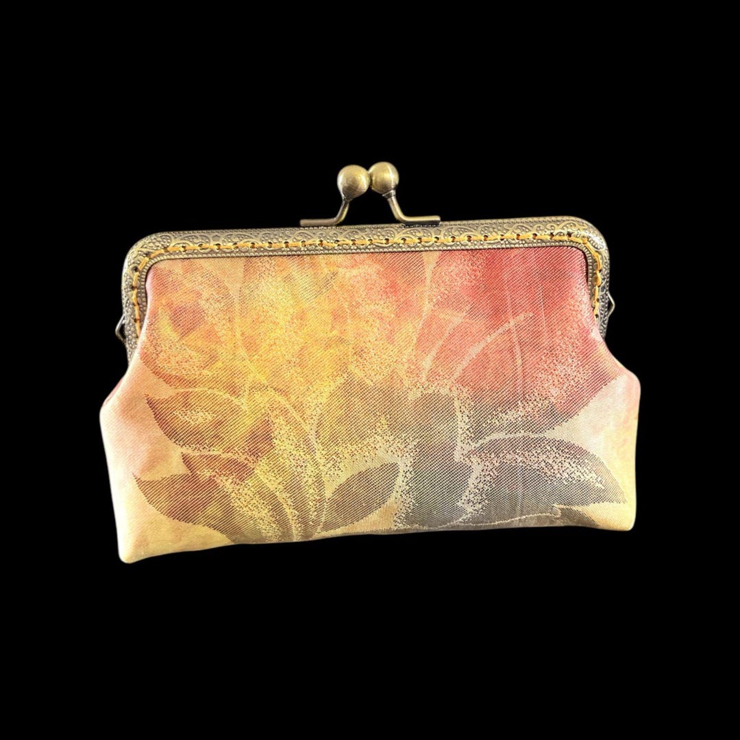 Gamaguchi Kimono Clutch Bag, Japanese Fukuro Obi, Cosmetic Pouch, Silk ...