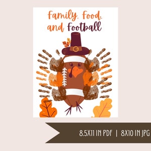 Family Food and Football Handprint Art, Thanksgiving Football Handprint ...