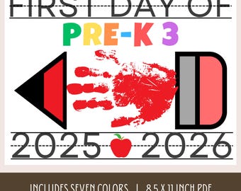 First Day of Prek Handprint Craft, Pencil First Day of School Pre K ...