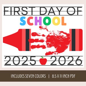 First Day of School Handprint Craft, Back to School Printable ...