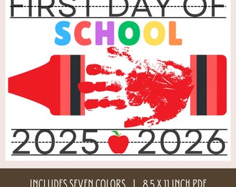 First Day of Kindergarten Handprint Craft, Back to School Printable ...