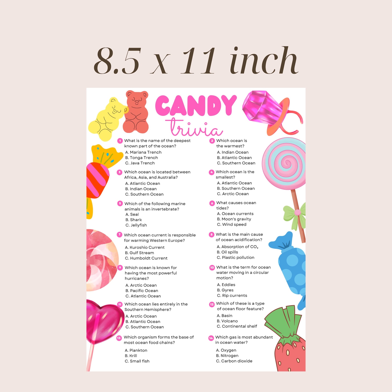 Candy Trivia Game, Printable Candy Game for Kids & Adults, Sweets ...