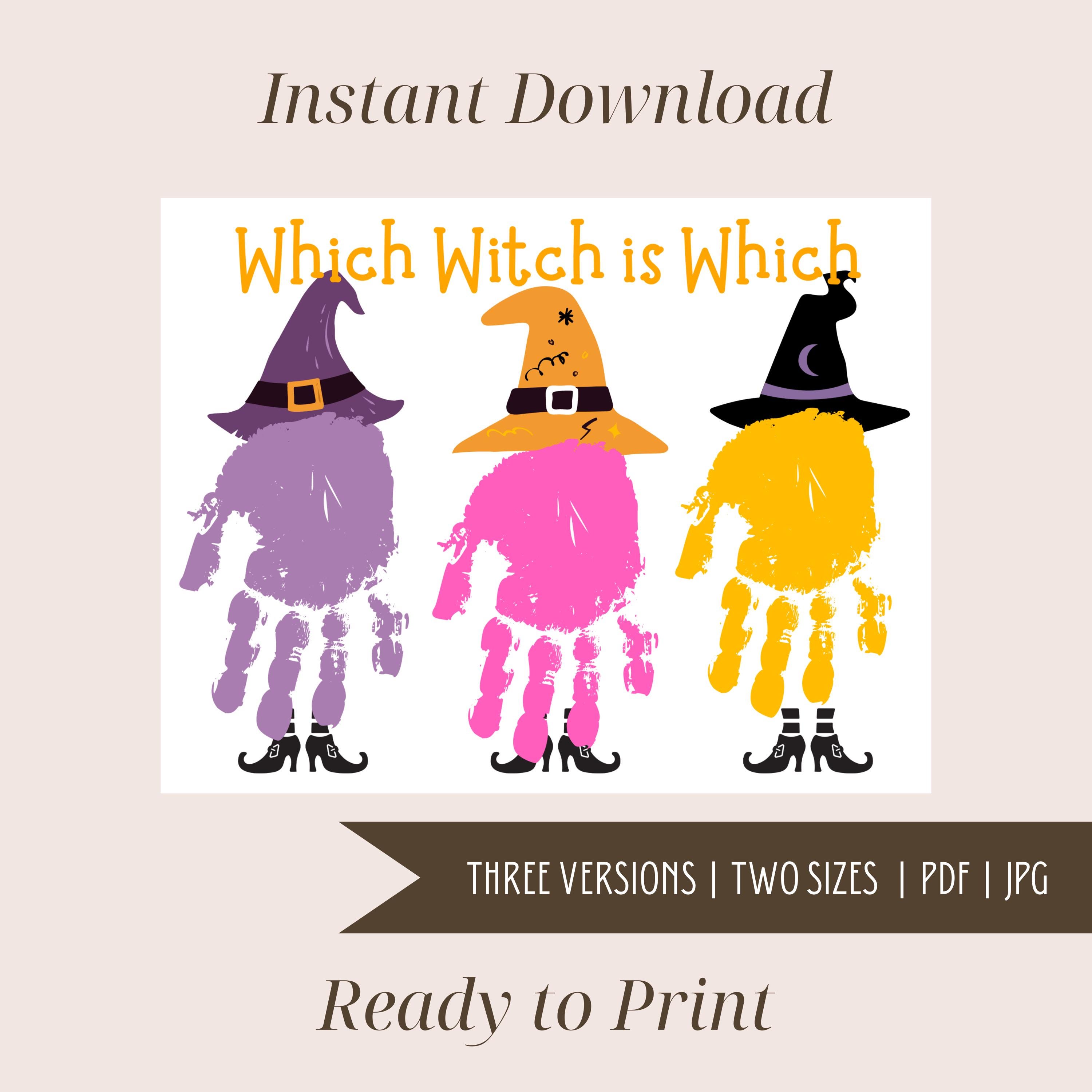 Halloween Witch Handprint Art, Witches Handprint Craft Pun, Multiple ...