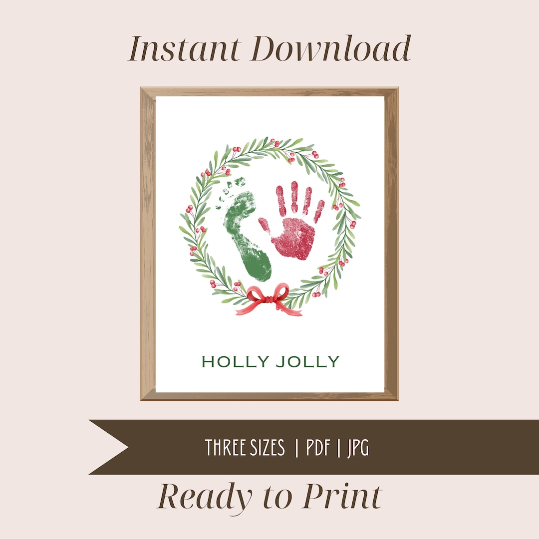 Holly Jolly Christmas Handprint Craft, Christmas Wreath Handprint ...