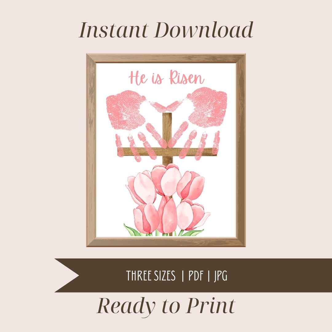 Easter Cross Handprint Craft for Kids, Easter DIY Art Printable, Sunday ...
