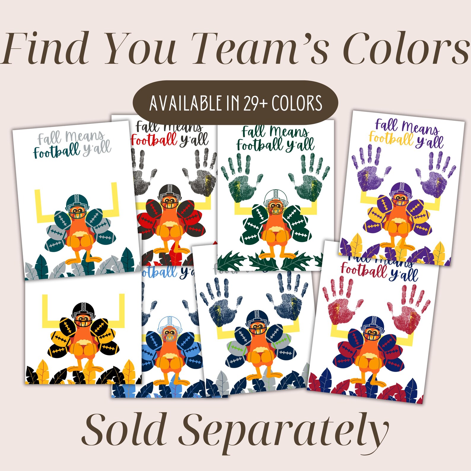 Family Food and Football Handprint Art, Thanksgiving Football Handprint ...