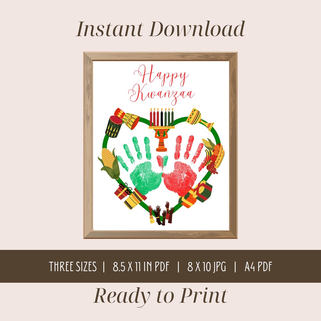 Happy Kwanzaa Handprint Art, Printable Happy Kwanzaa Activity, Black ...