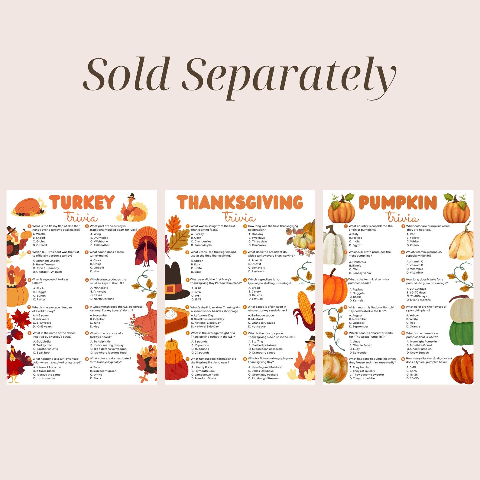 Pumpkin Trivia Game, Printable Halloween Party Trivia, Fall Themed ...