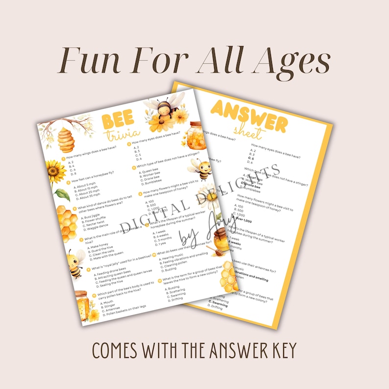 Bee Trivia Game, Printable Honey Bee Game for Kids & Adults, What Will ...
