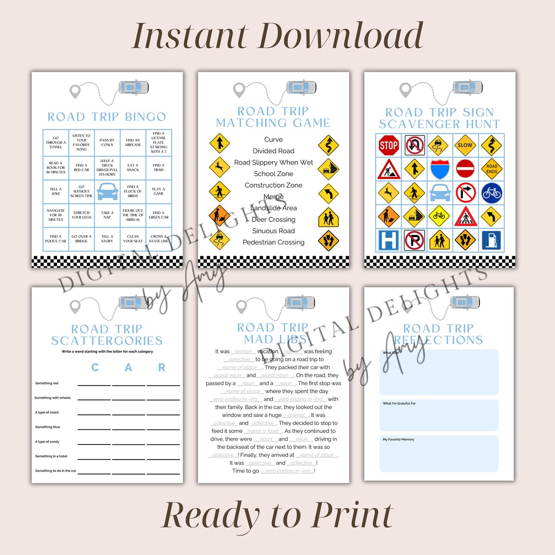 Road Trip Games, Road Trip Bingo, Road Trip Activity Pack, Road Trip ...