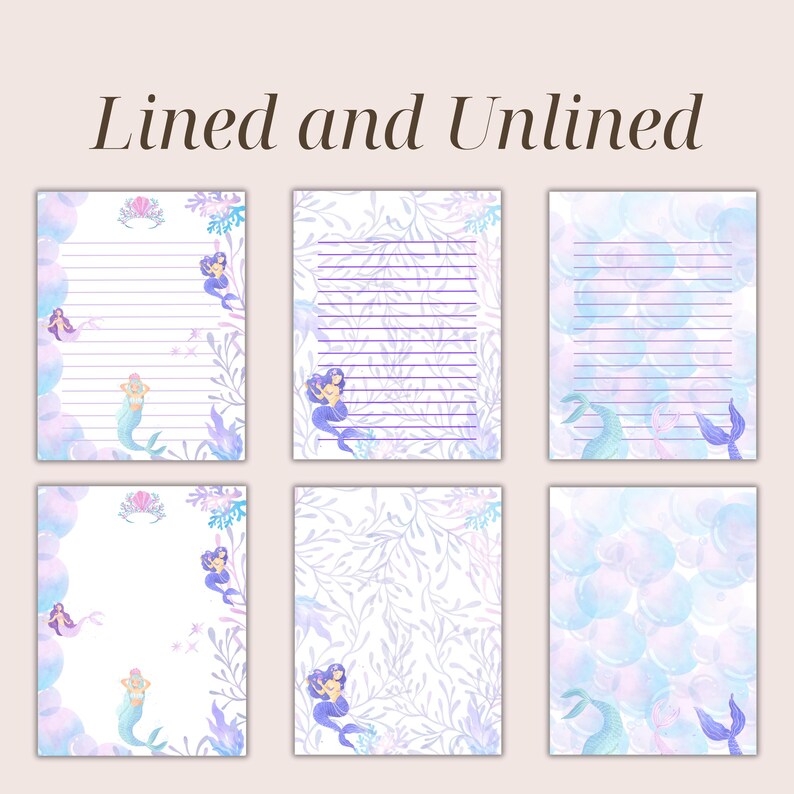 Mermaid Stationery Printable, Under the Sea Stationery Set, Mermaid ...