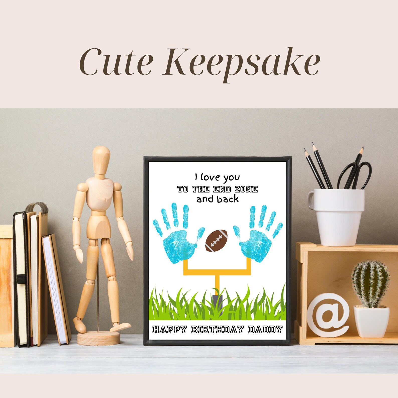 Happy Birthday Daddy Handprint Art, Football Birthday Activity ...