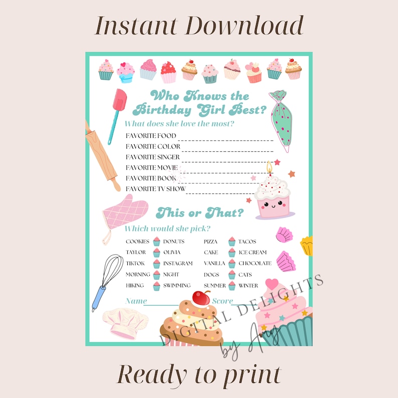 Cupcake Who Knows the Birthday Girl Best, Cupcake Theme, Birthday ...