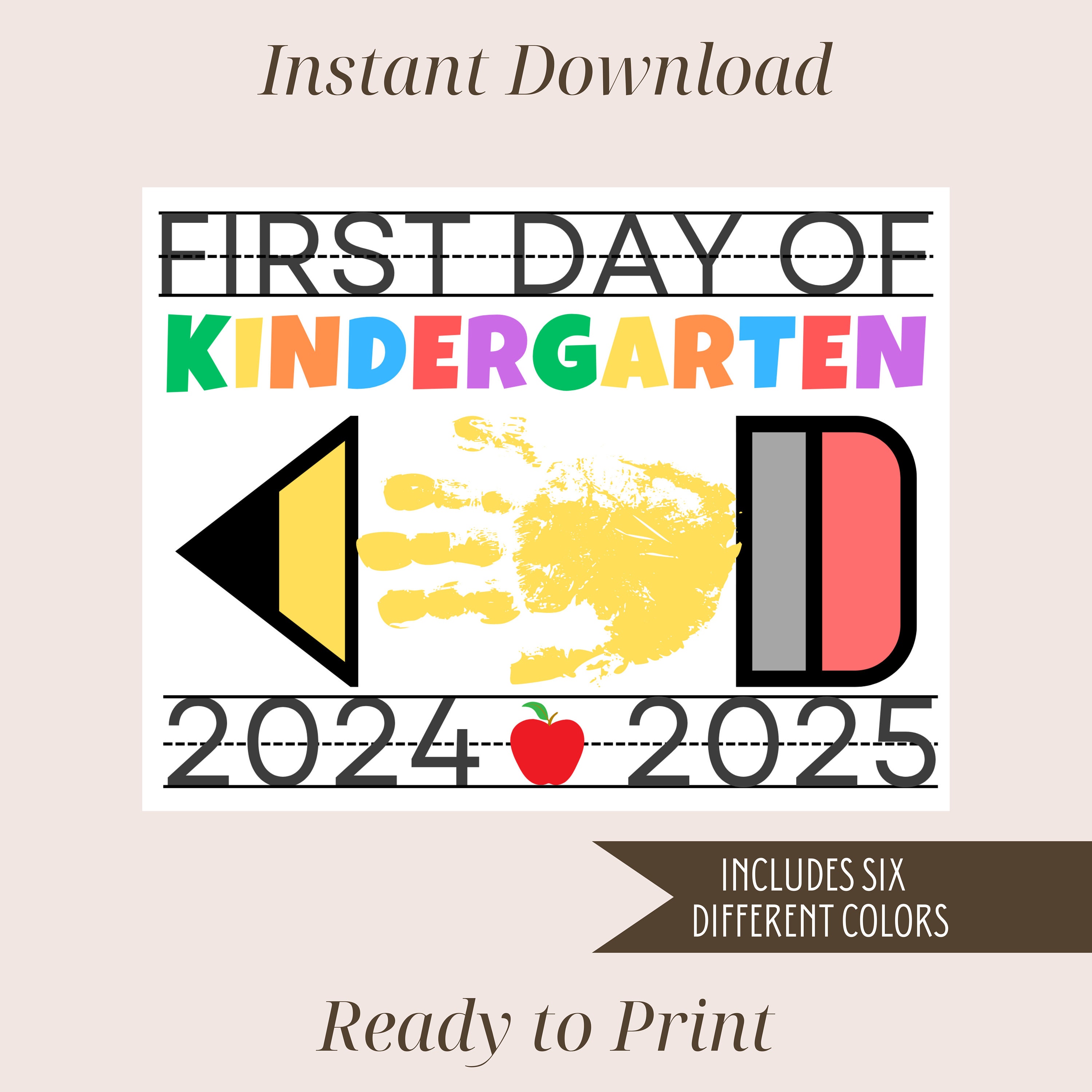 First Day of Kindergarten Handprint Craft, Pencil 1st Day of School ...