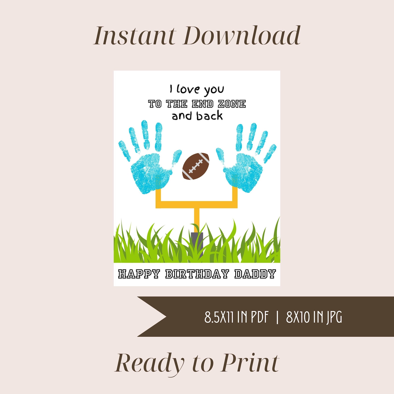 Happy Birthday Daddy Handprint Art, Football Birthday Activity ...