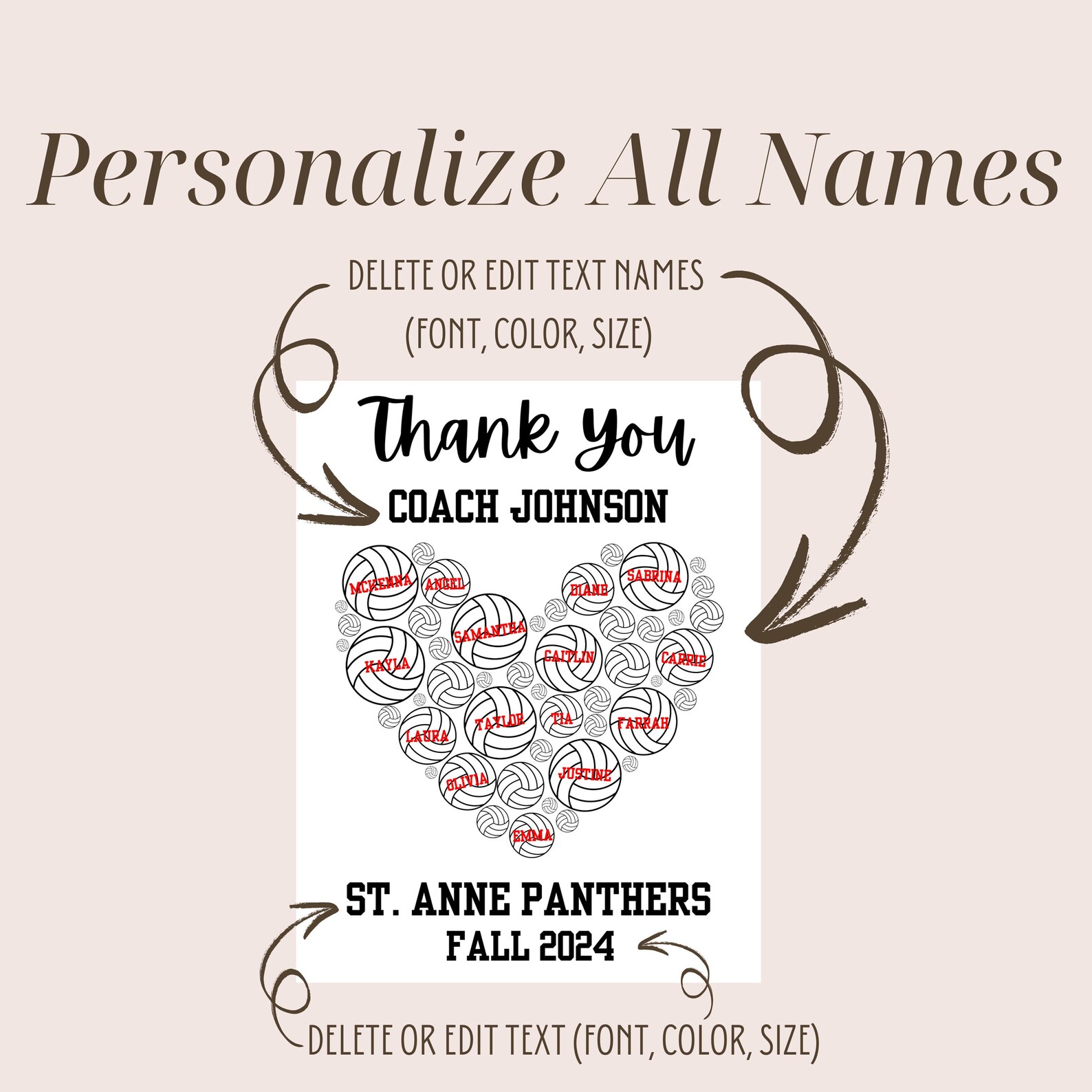 Editable Volleyball Coach Appreciation Gift Printable, End of Season ...