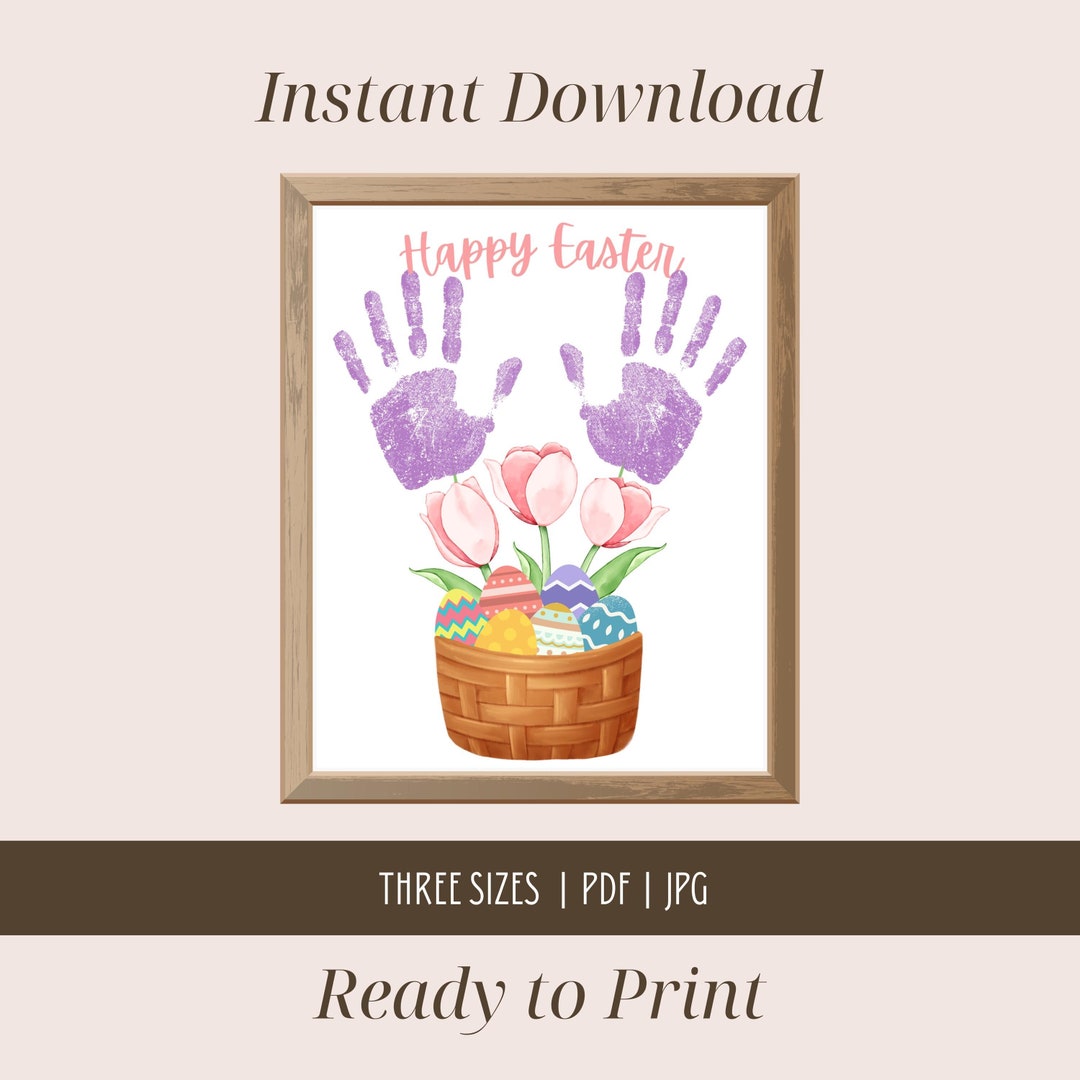Happy Easter Handprint Craft for Kids, Happy Easter DIY Art Printable ...
