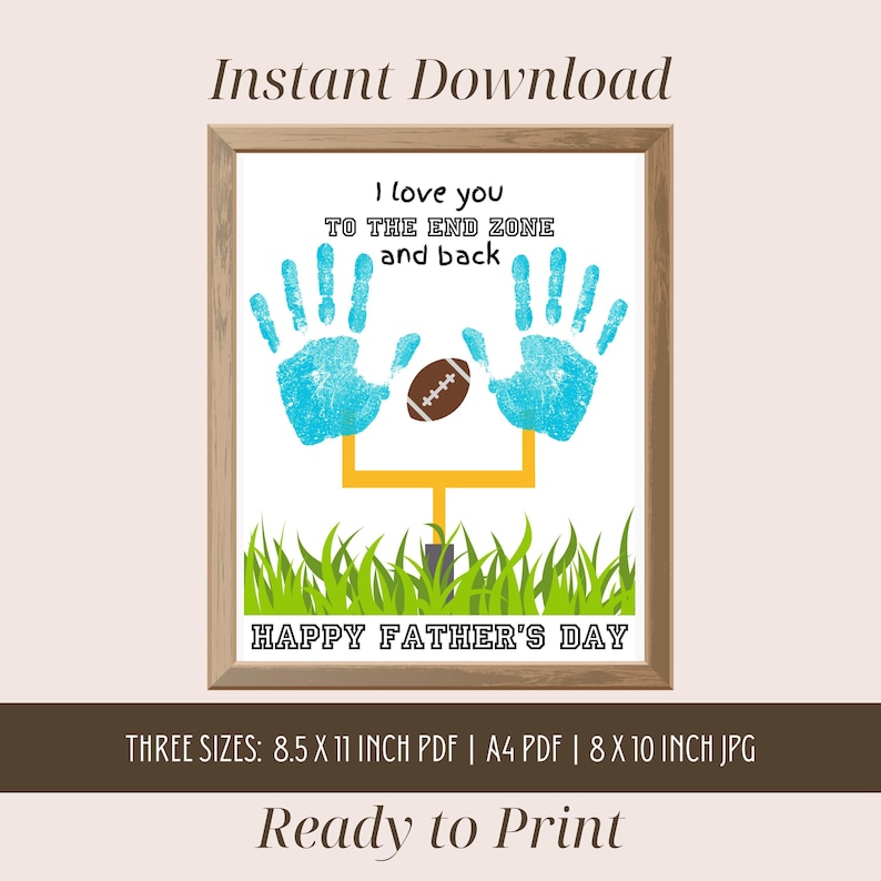 Father's Day Handprint Art, Fathers Day Activity, Football Handprint ...