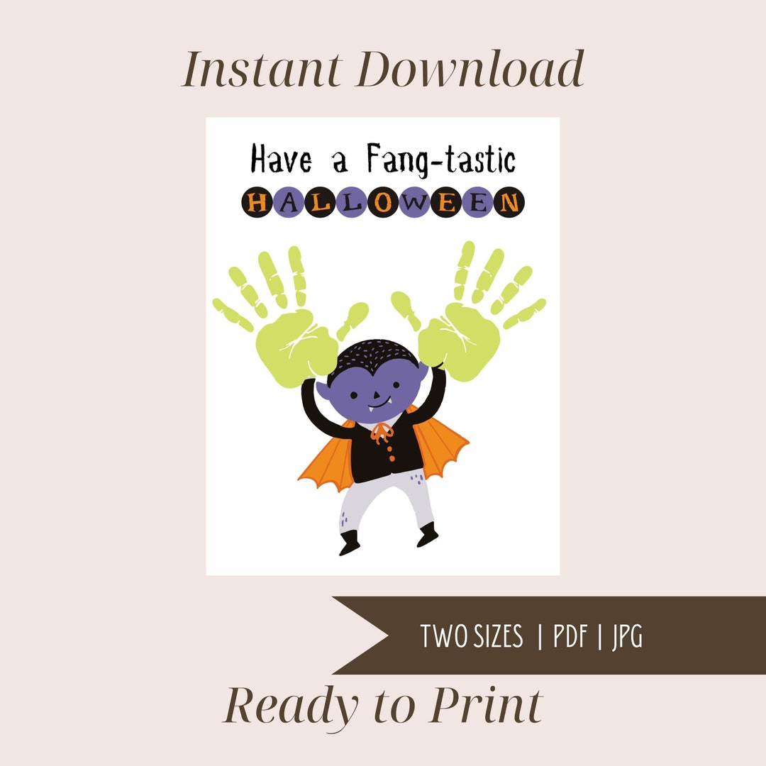 Fangtastic Halloween Handprint Art, Cute Vampire Pun Handprint Craft ...