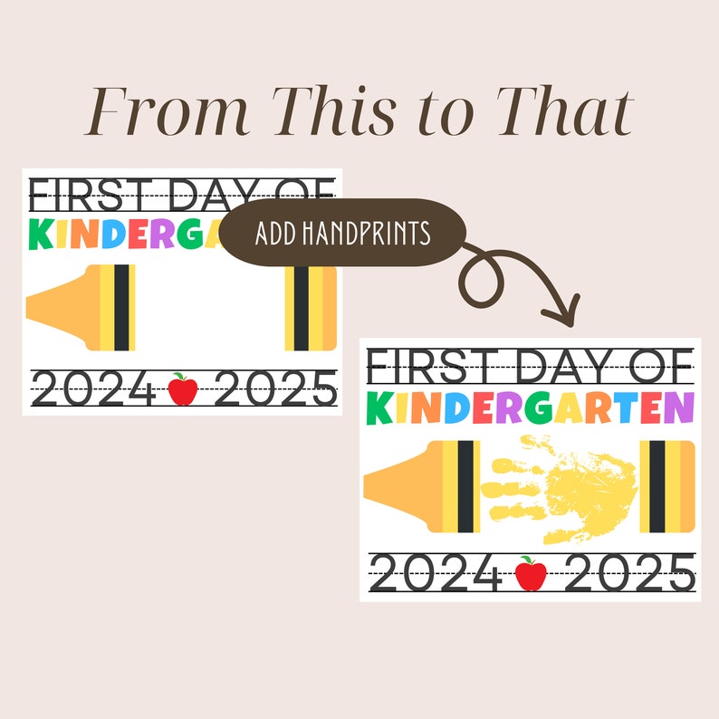 First Day of Kindergarten Handprint Craft, Back to School Printable ...
