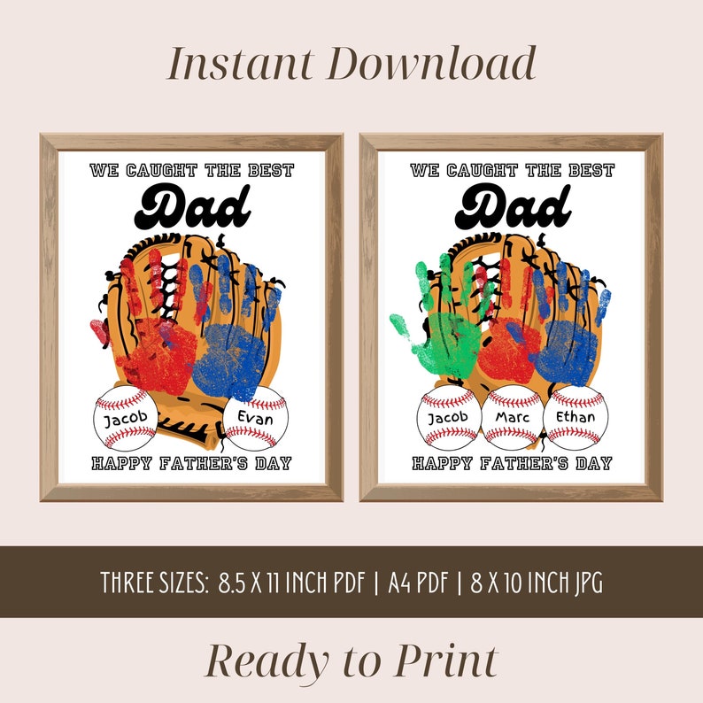 Father's Day Handprint Art, Fathers Day Baseball Handprint Activity ...
