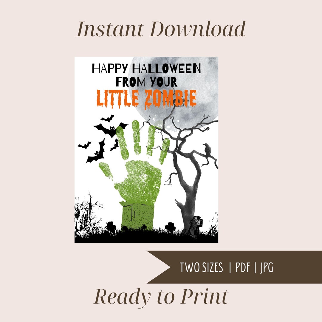 Spooky Zombie Halloween Handprint Art, Cute Little Zombie Handprint ...