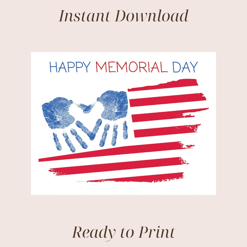 Flag Handprint Art for Memorial Day, Memorial Day Activity for Daycare ...