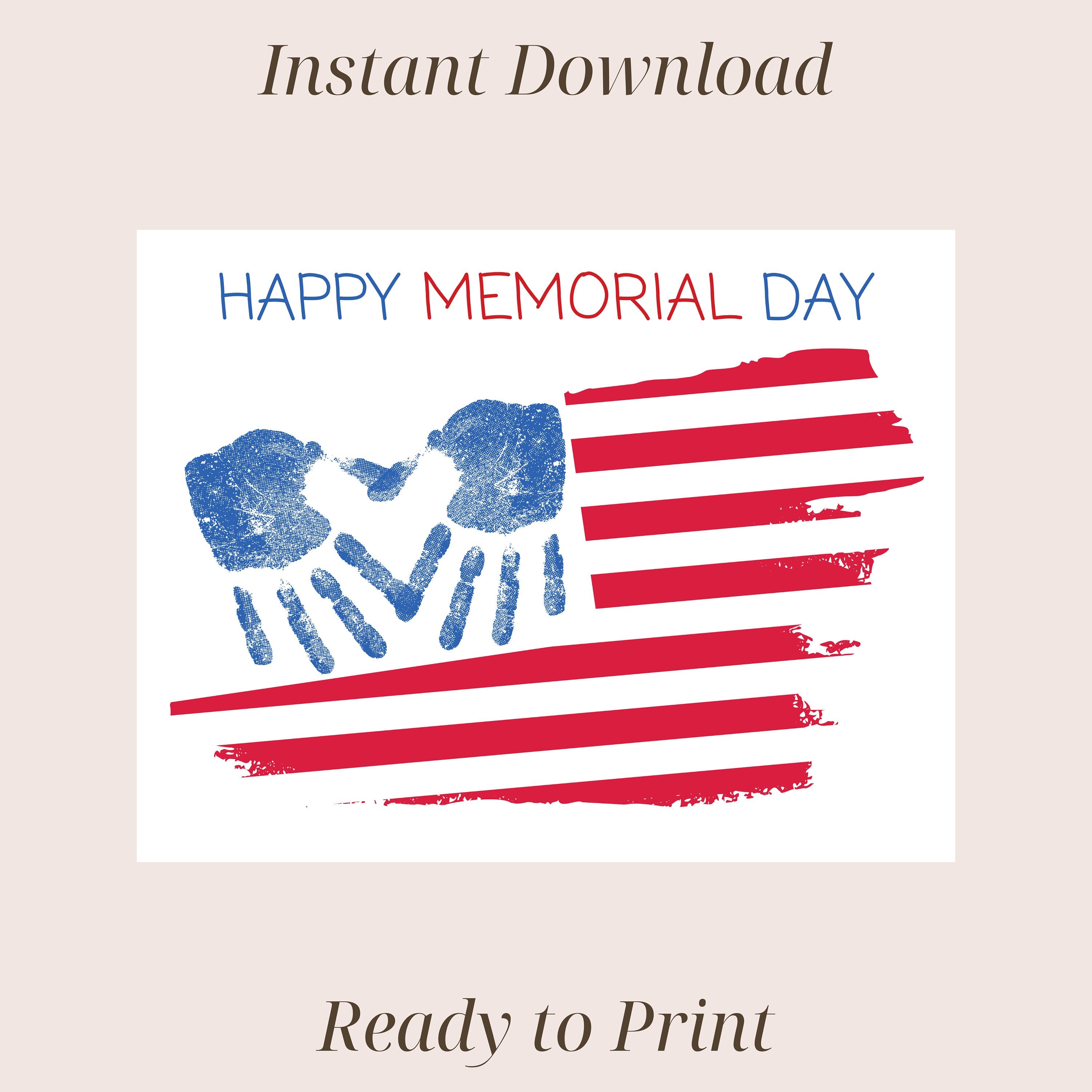 Flag Handprint Art for Memorial Day, Memorial Day Activity for Daycare ...