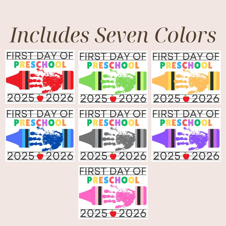 First Day of Preschool Handprint Craft, Back to School Printable ...