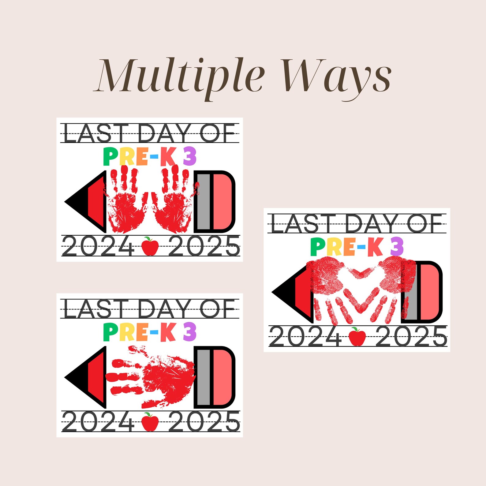 Last Day of Prek 3 Handprint Craft, Pencil Last Day of School Pre K 3 ...