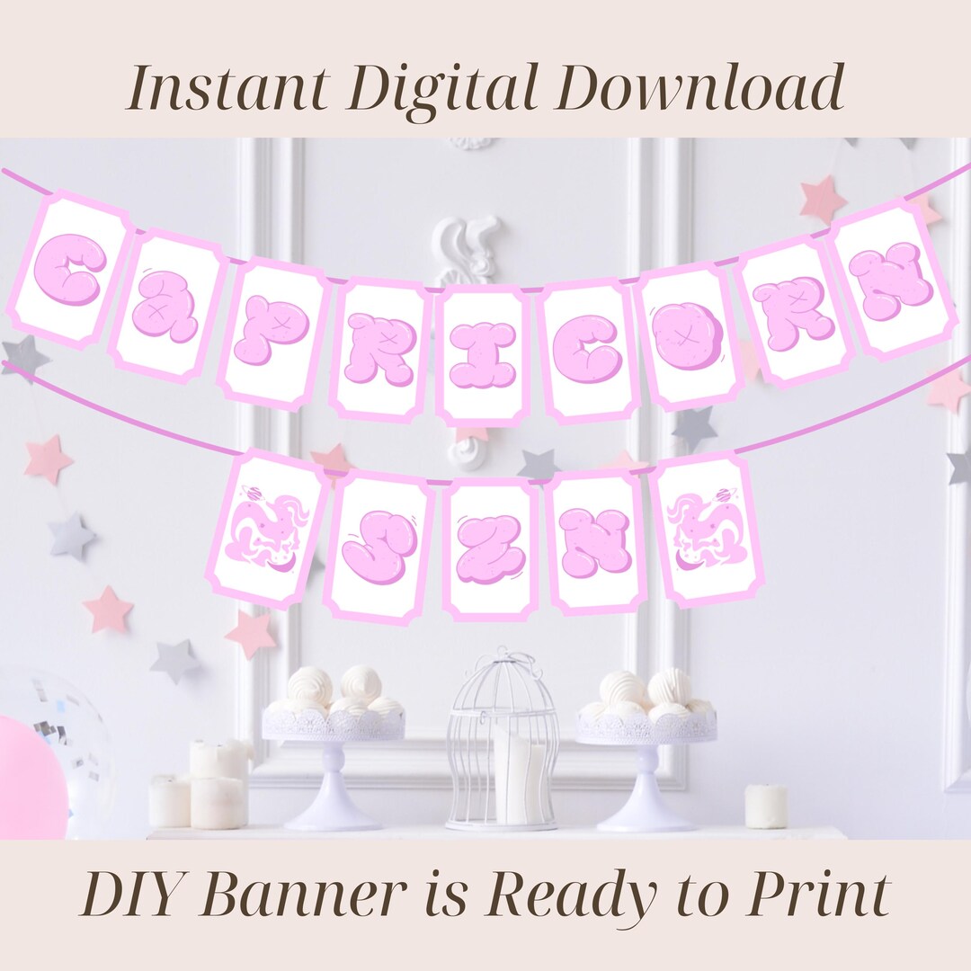 Capricorn Szn Banner Printable, Horoscope Zodiac Sign Garland ...