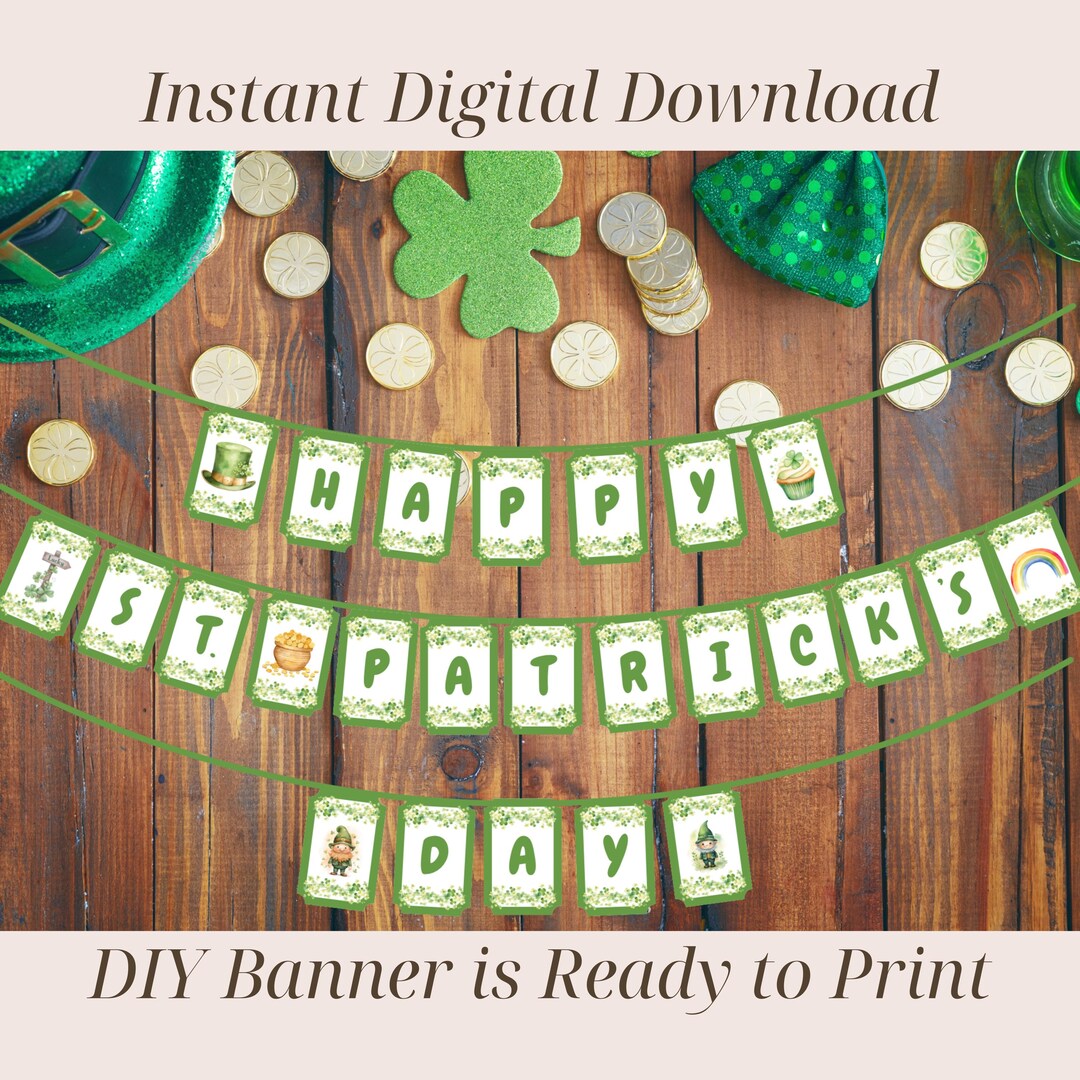 Happy St Patricks Day Banner Printable Digital Download, St. Patrick's ...