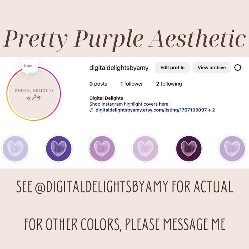 36 Purple Instagram Highlight Covers, Watercolor Hearts IG Story Icons ...