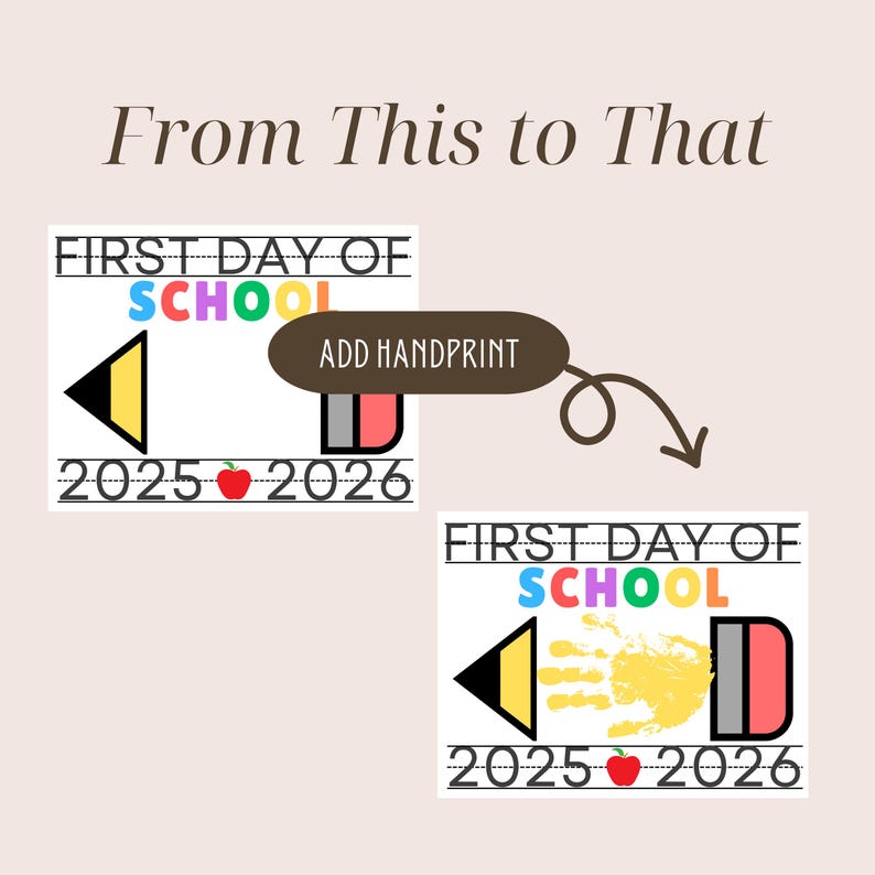 Pencil First Day of School Handprint Craft, Back to School Printable ...