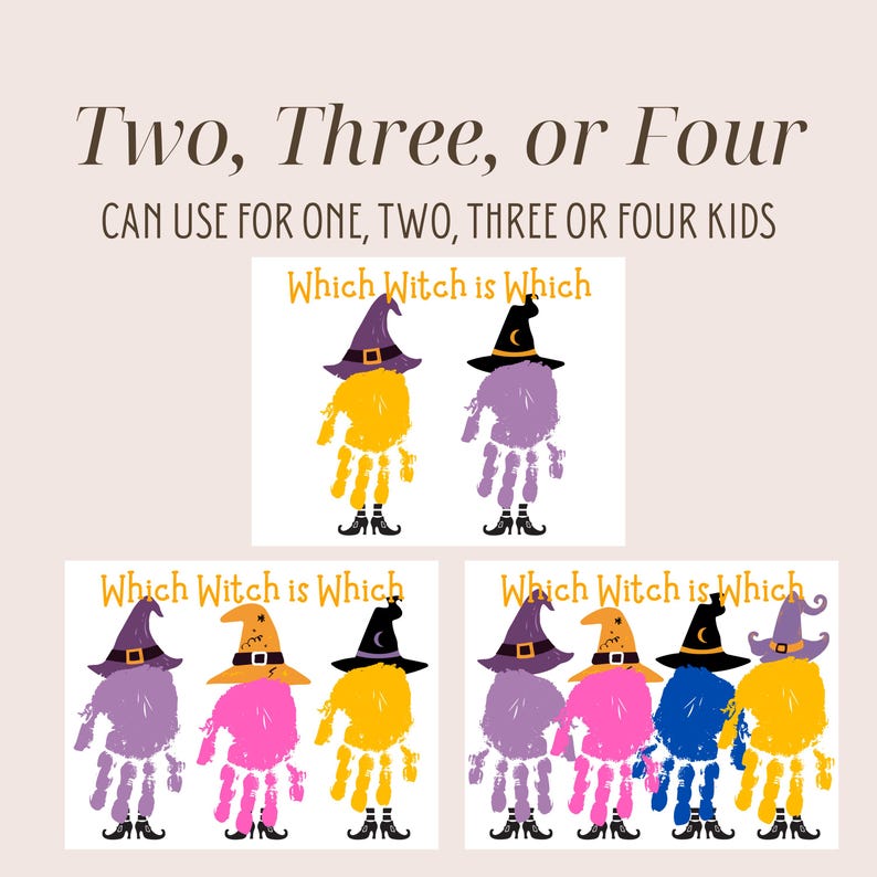 Halloween Witch Handprint Art, Witches Handprint Craft Pun, Multiple ...