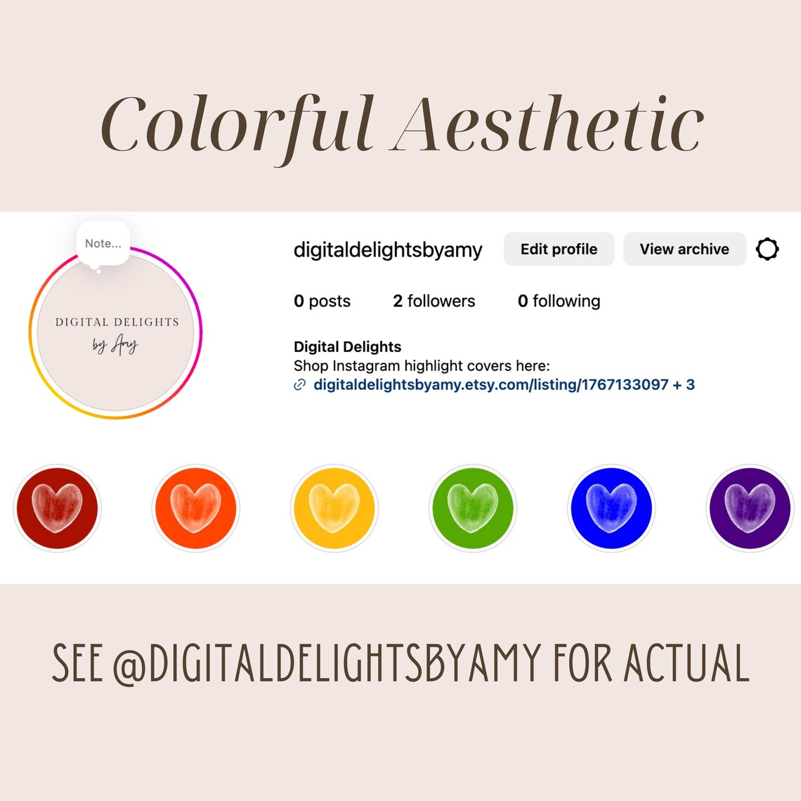 18 Colorful Instagram Highlight Covers, Rainbow Watercolor Hearts IG ...