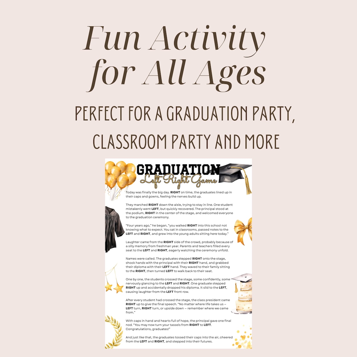 Graduation Left Right Game, Printable Graduation Party Game, Grad Party ...