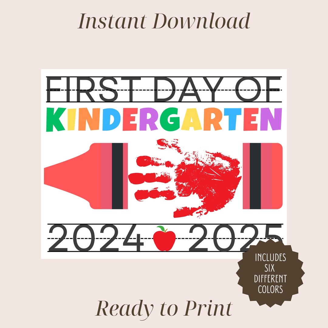 First Day of Kindergarten Handprint Craft, Back to School Printable ...