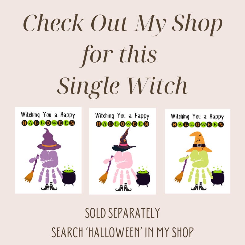 Halloween Witch Handprint Art, Witches Handprint Craft Pun, Multiple ...