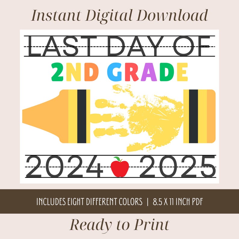 Last Day of 2nd Grade Handprint Craft, End of 2nd Grade Printable ...