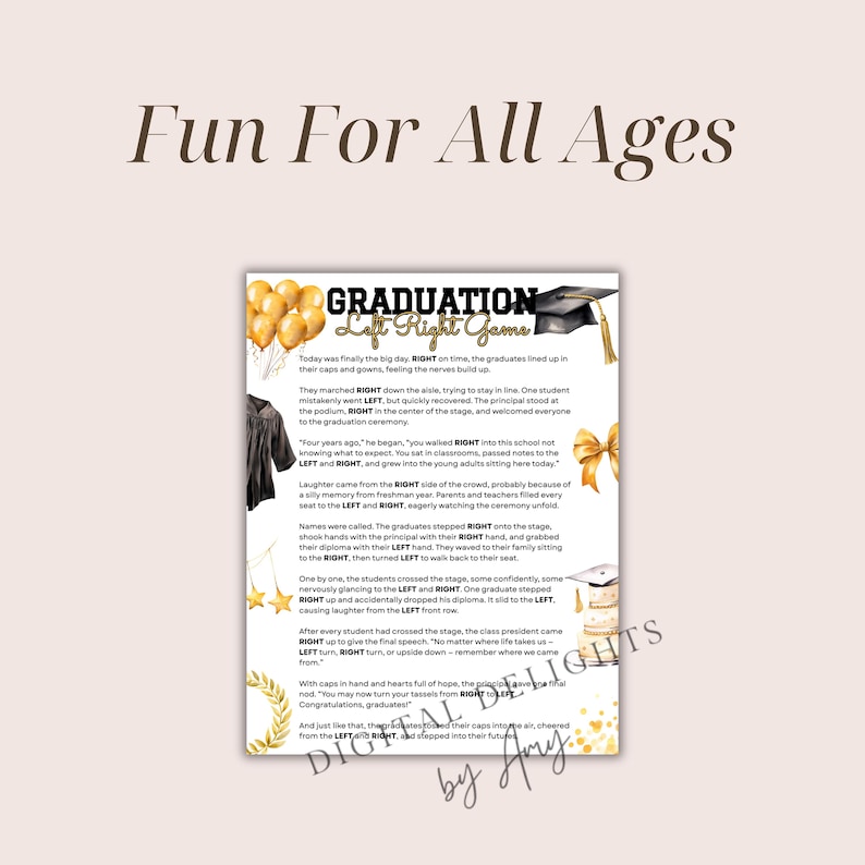 Graduation Left Right Game, Printable Graduation Party Game, Grad Party ...