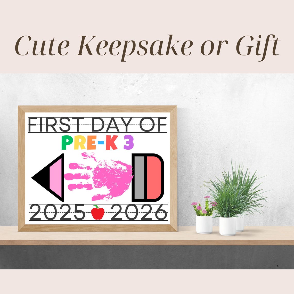 First Day of Prek 3 Handprint Craft, Pencil First Day of School Pre K 3 ...