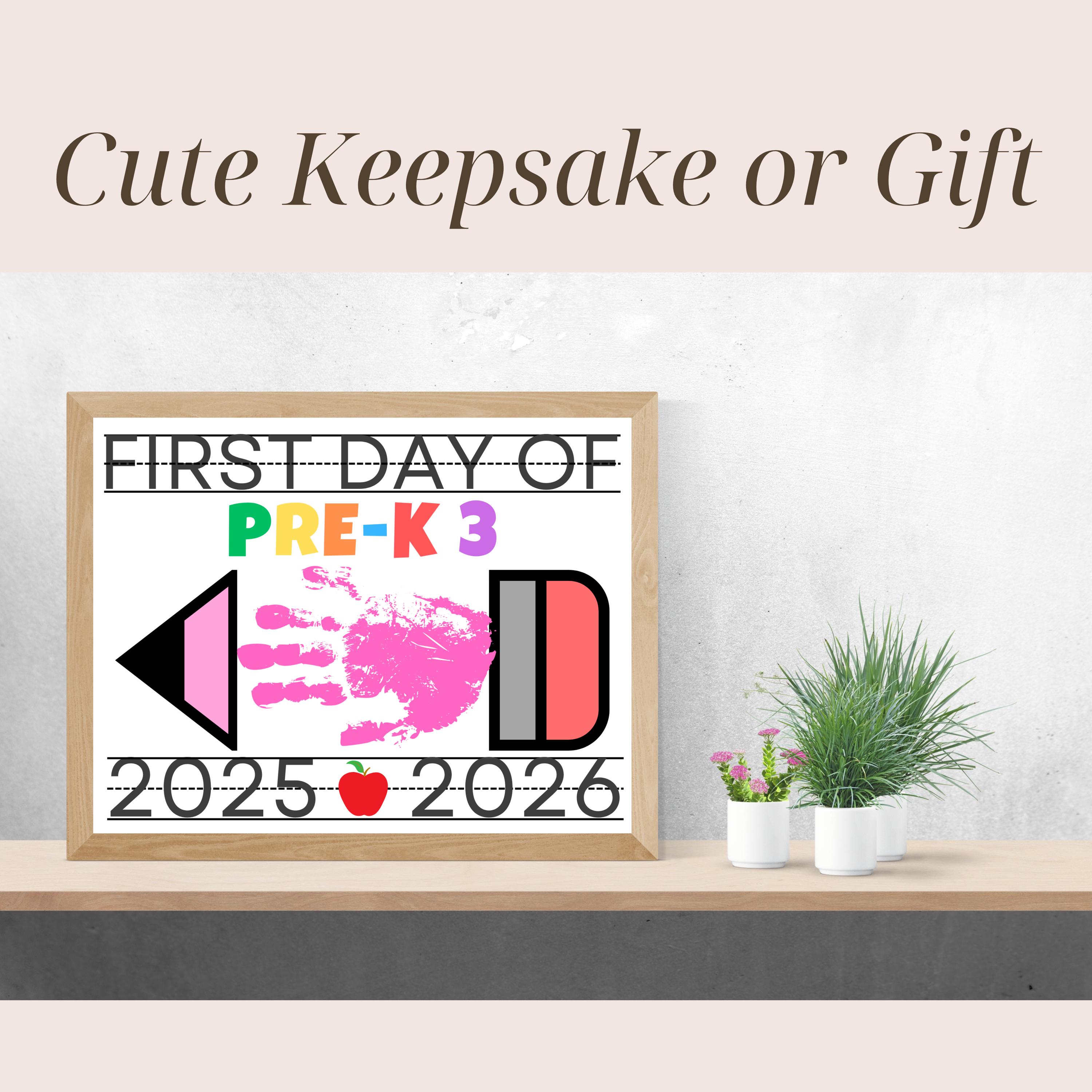 First Day of Prek 3 Handprint Craft, Pencil First Day of School Pre K 3 ...