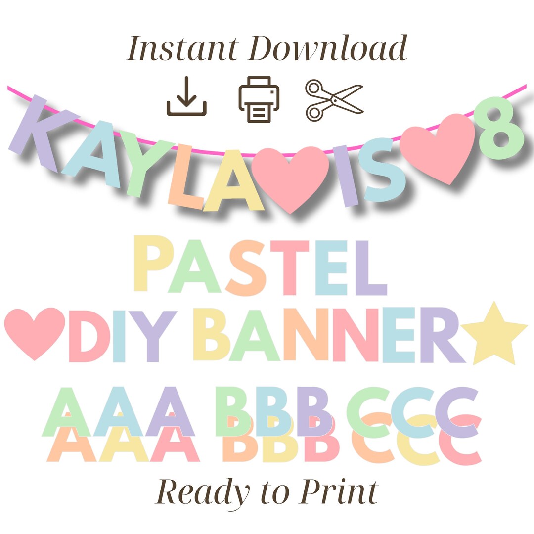 Pastel Rainbow Banner Printable, Personalized Birthday Banner, Pastel ...