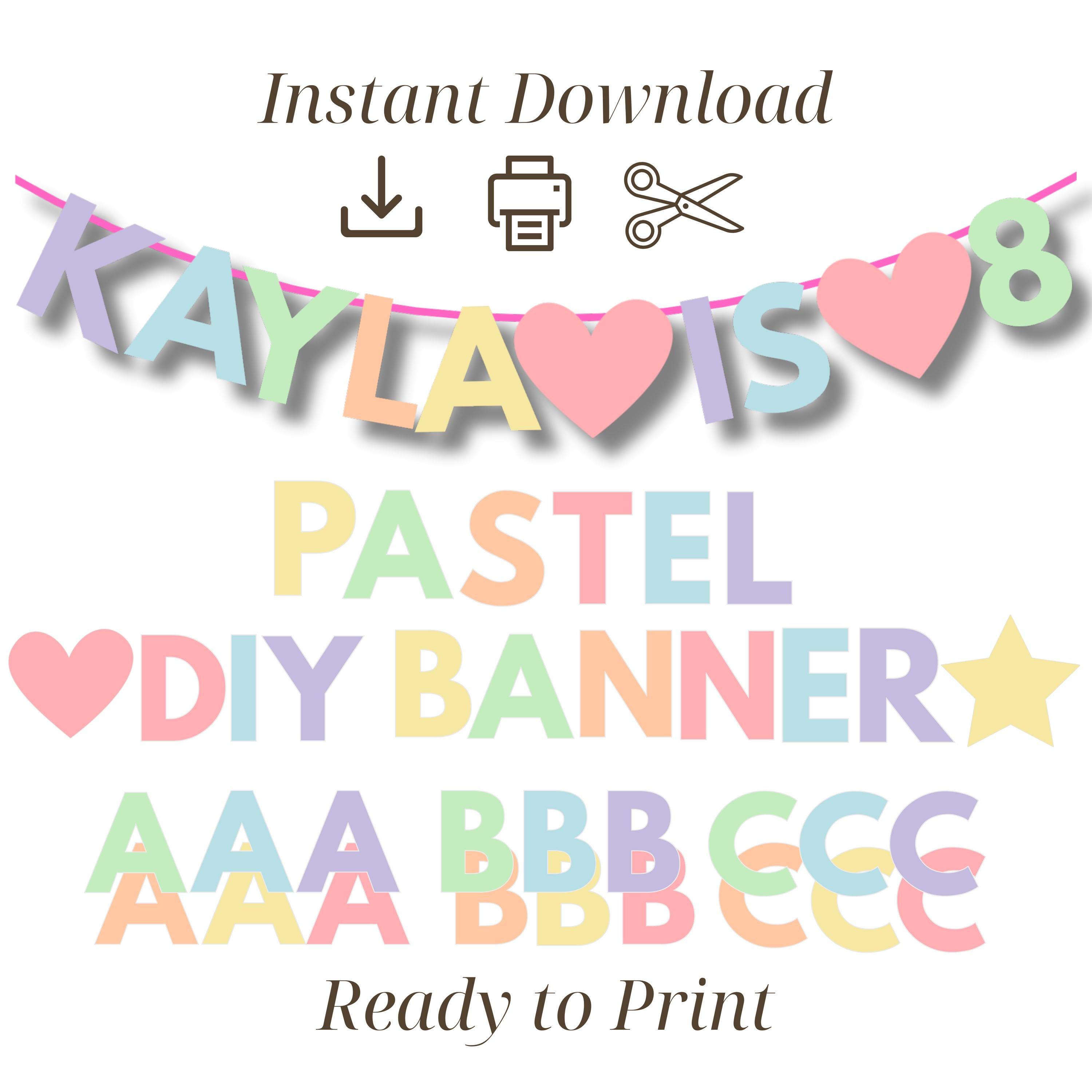 Pastel Rainbow Banner Printable, Personalized Birthday Banner, Pastel ...
