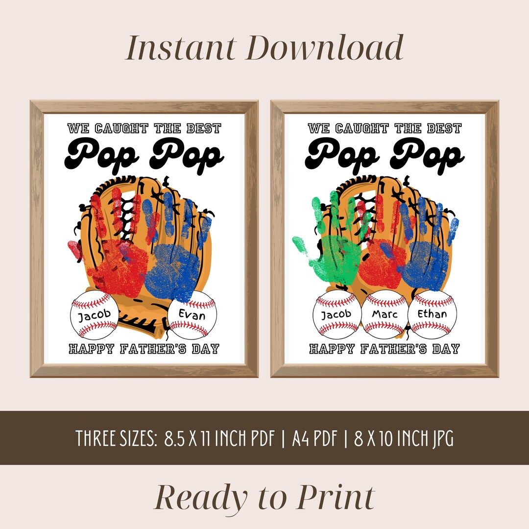 Father's Day Pop Pop Handprint Art, Fathers Day Baseball Handprint ...