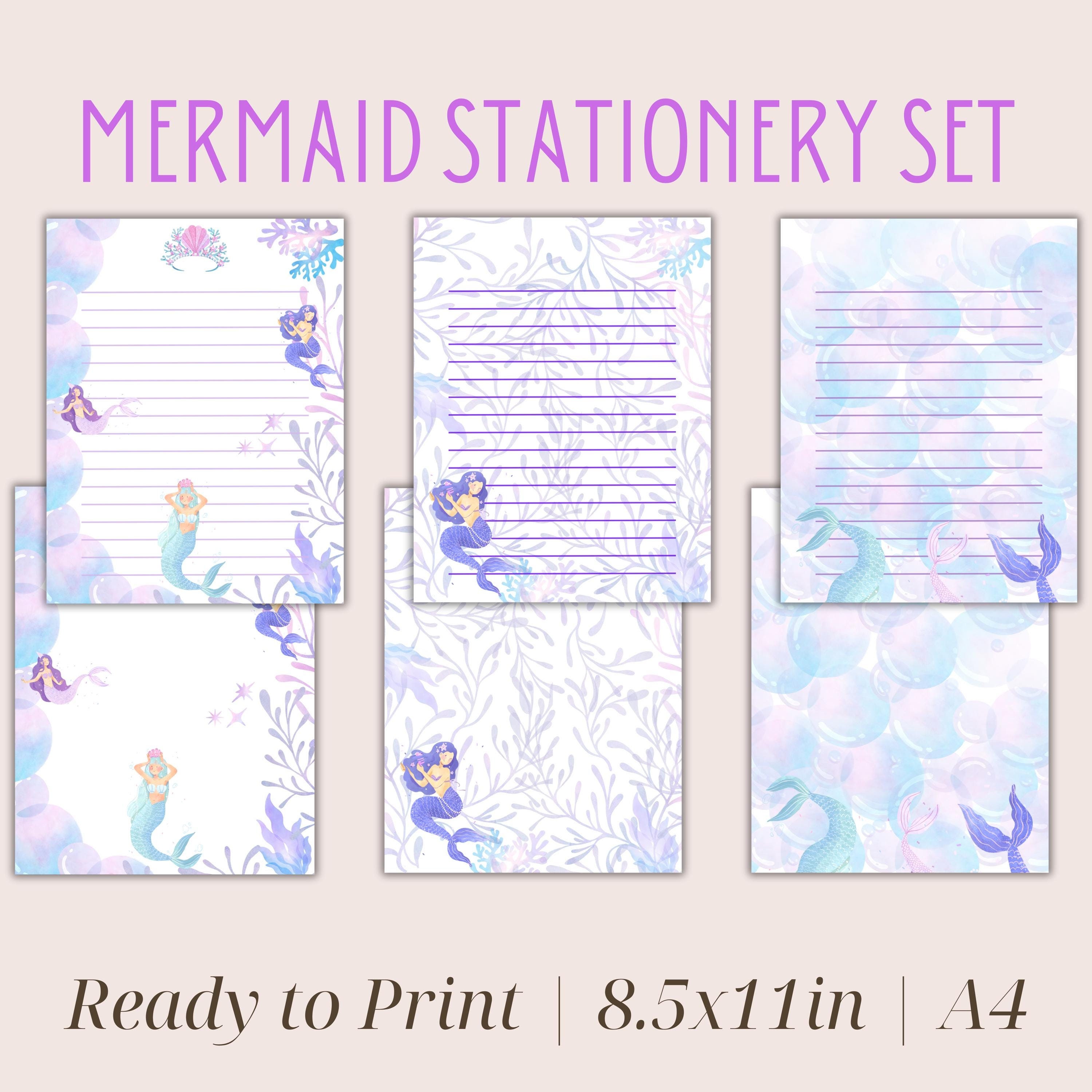 Mermaid Stationery Printable, Under the Sea Stationery Set, Mermaid Writing Set, Mermaid Journal ...