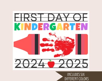 First Day of Preschool Handprint Craft, Back to School Printable ...